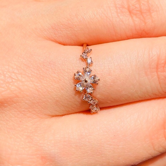 Jewelry | Shining Flower Rose Gold Cz Ring | Poshmark